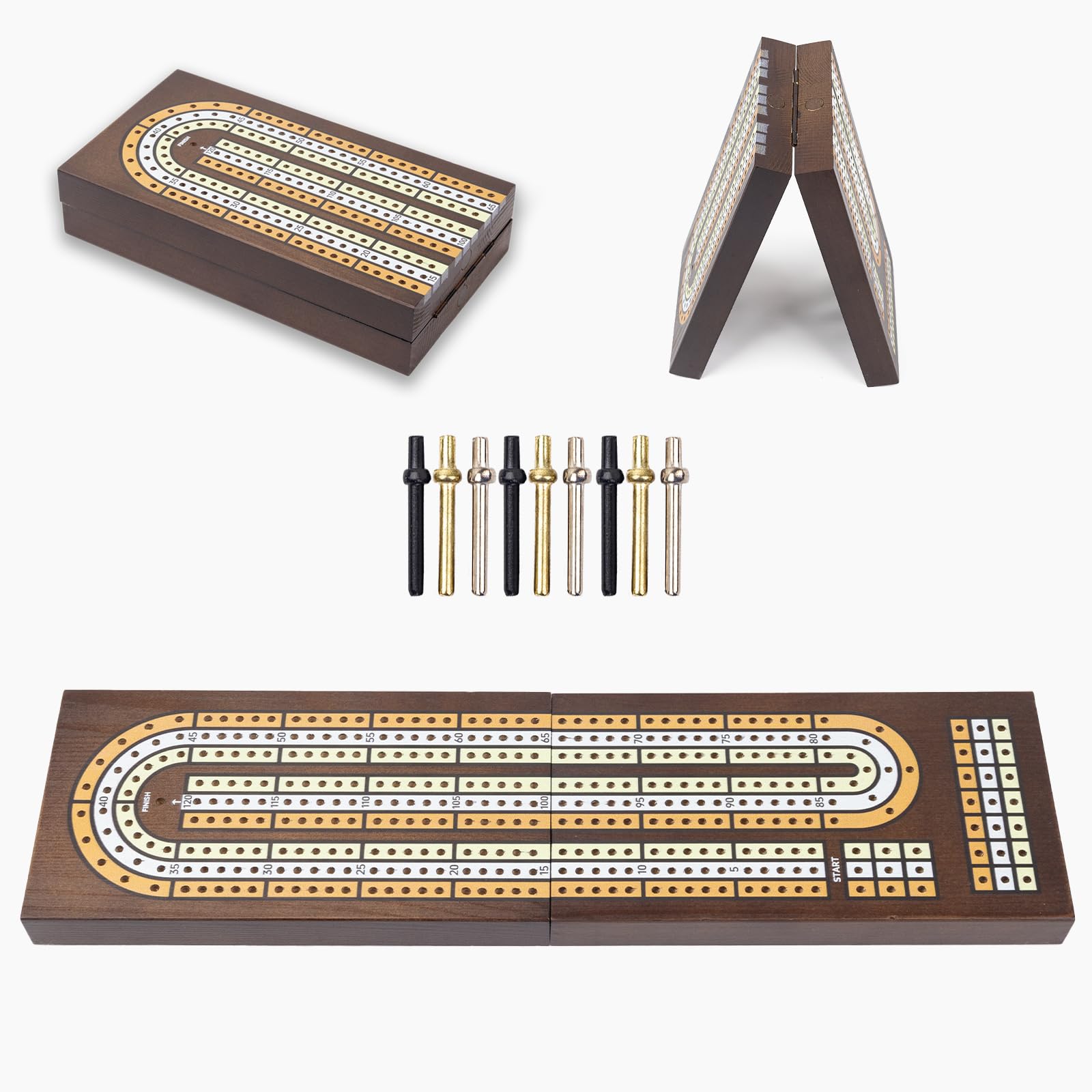 Snapklik.com : JstFrU Wooden Cribbage Board Game Set,Solid Wood 3 Track ...