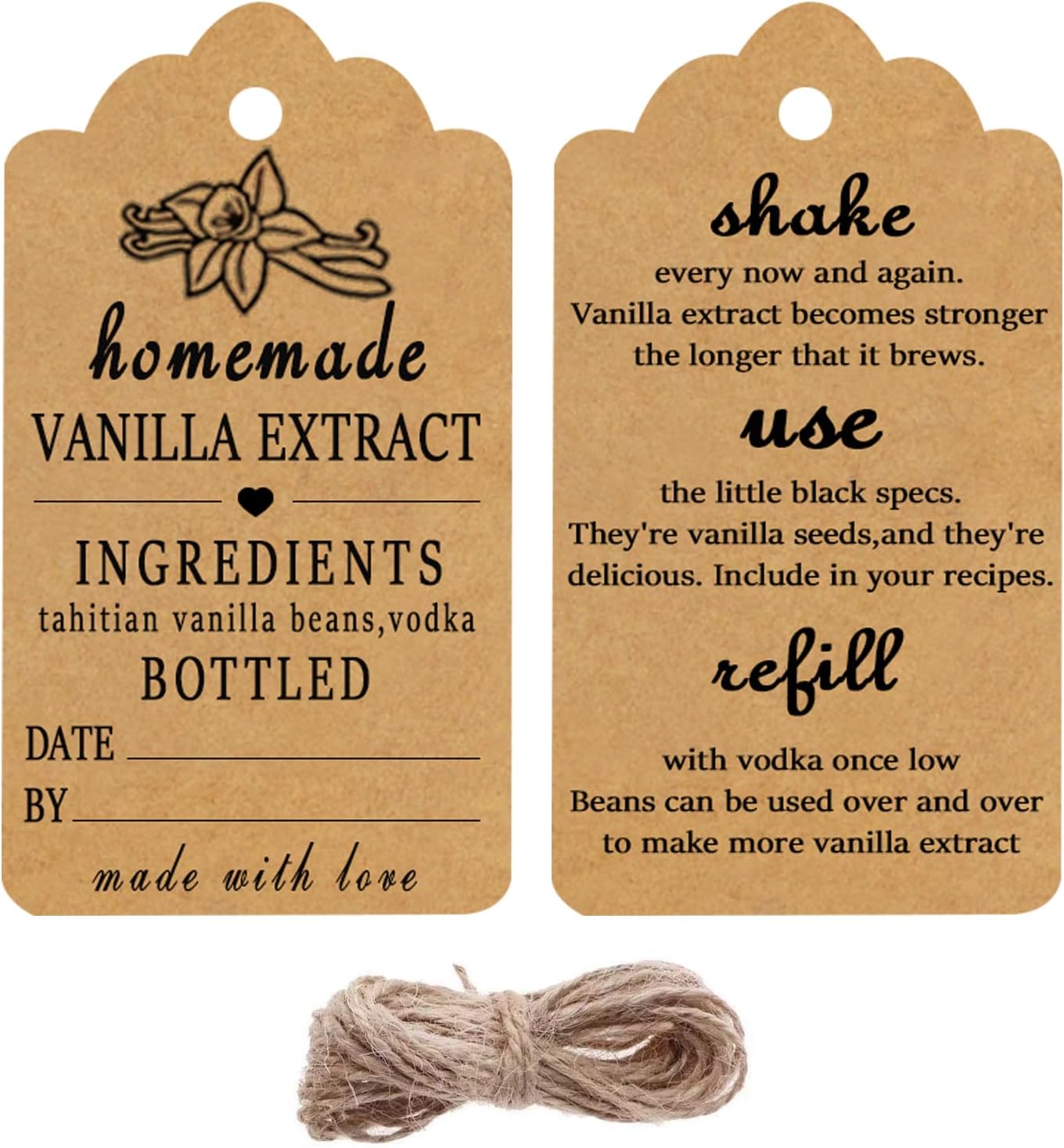 Amazon.com : 48 Pcs Kraft Vanilla Extract Labels Homemade Vanilla ...