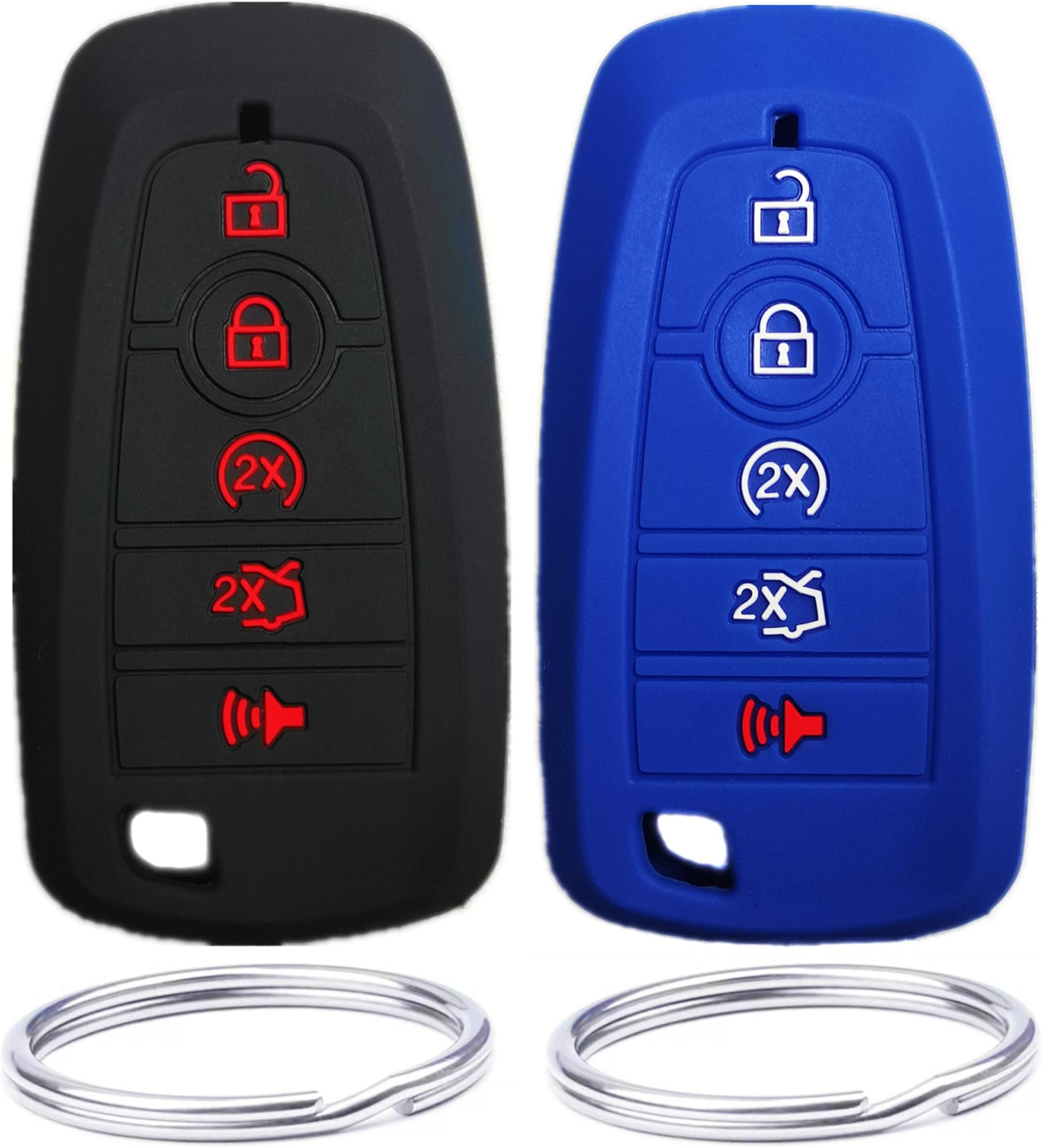 Amazon.com: 2 PCS Silicone 5 Buttons Remote Key Case Fob Shell Cover ...