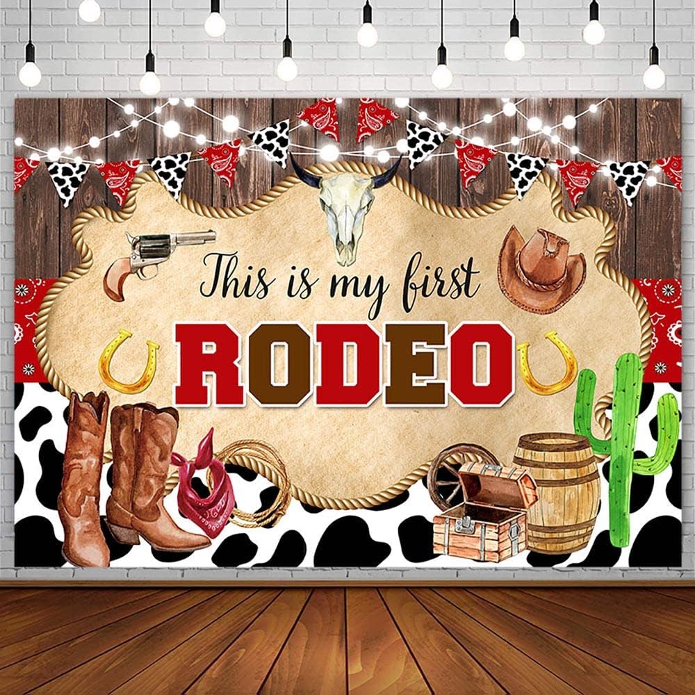 AIBIIN 7x5ft My First Rodeo 1st Birthday Backdrop Western Cowboy First ...