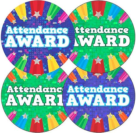 280 Holographic Sparkly Attendance Award Motivational Childrens Pupils ...