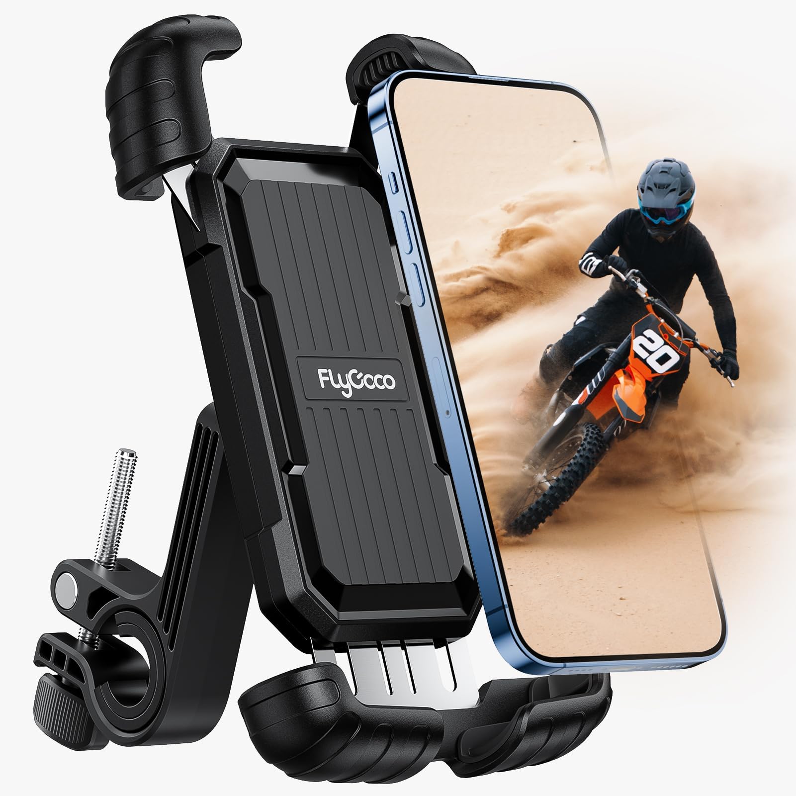 Amazon.com : FlyCoco 𝟐𝟎𝟐𝟒 𝐔𝐩𝐠𝐫𝐚𝐝𝐞𝐝 Motorcycle Phone Mount, Bike Phone ...