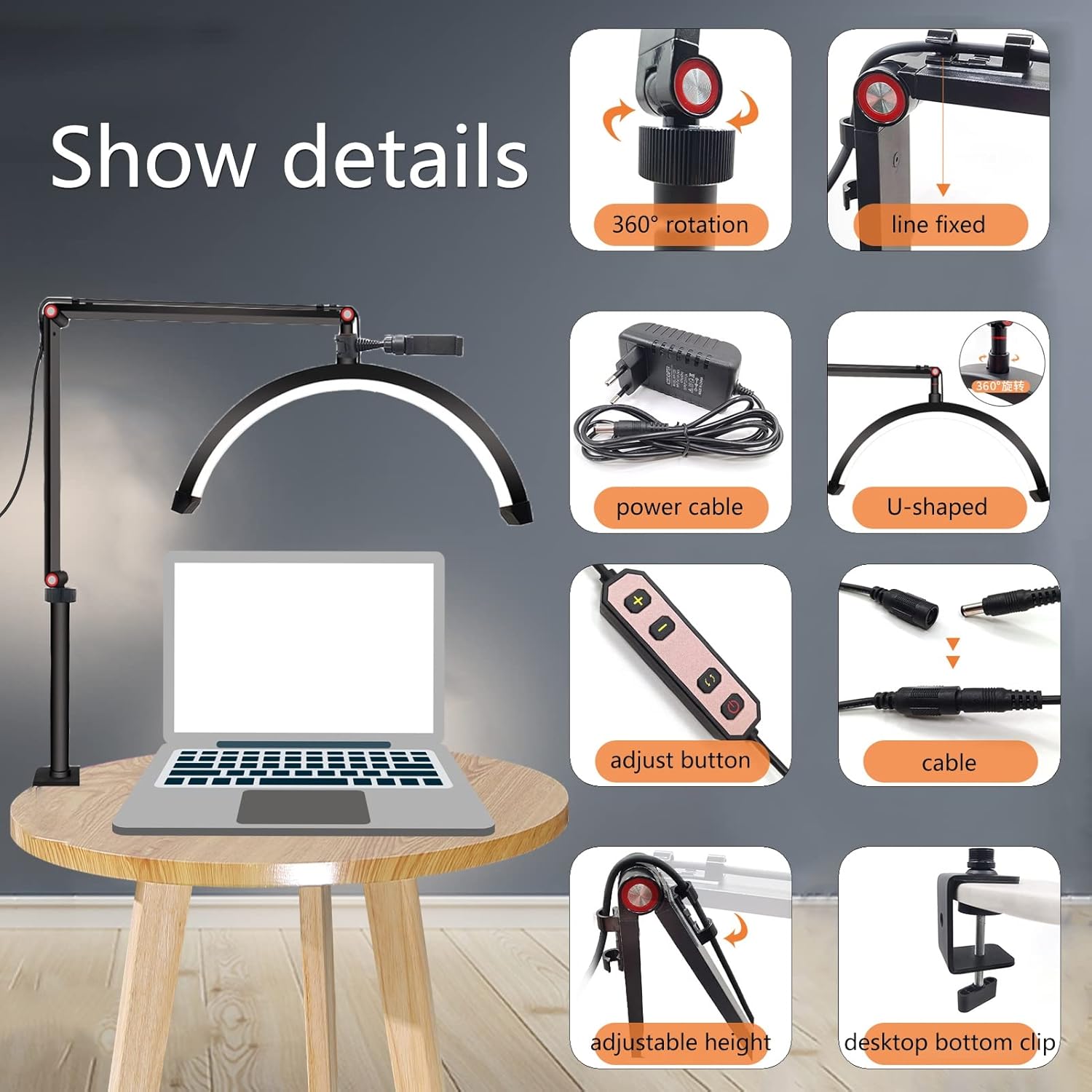 Lámpara De Escritorio Con Brazo Oscilante Con Abrazadera Lámpara De