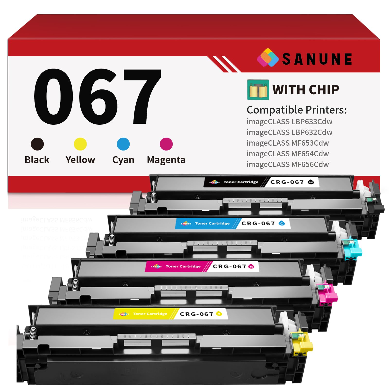 Amazon.com: SANUNE 067 MF656Cdw Toner Cartridges 4 Pack with Chip ...