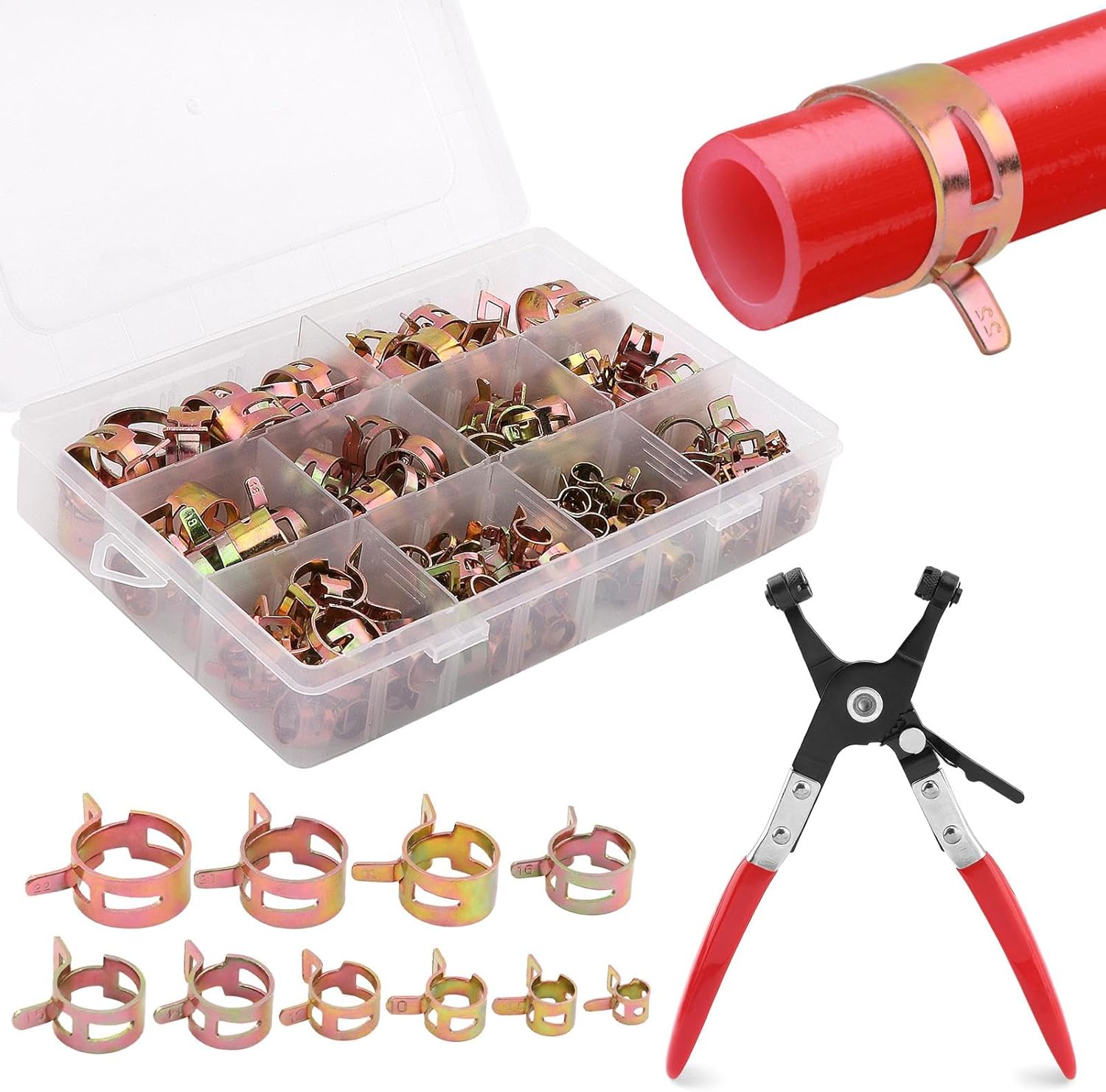 Amazon.com: KELEAPEKER 155Pcs (6-22mm | 10 Sizes) Spring Hose Clamps ...