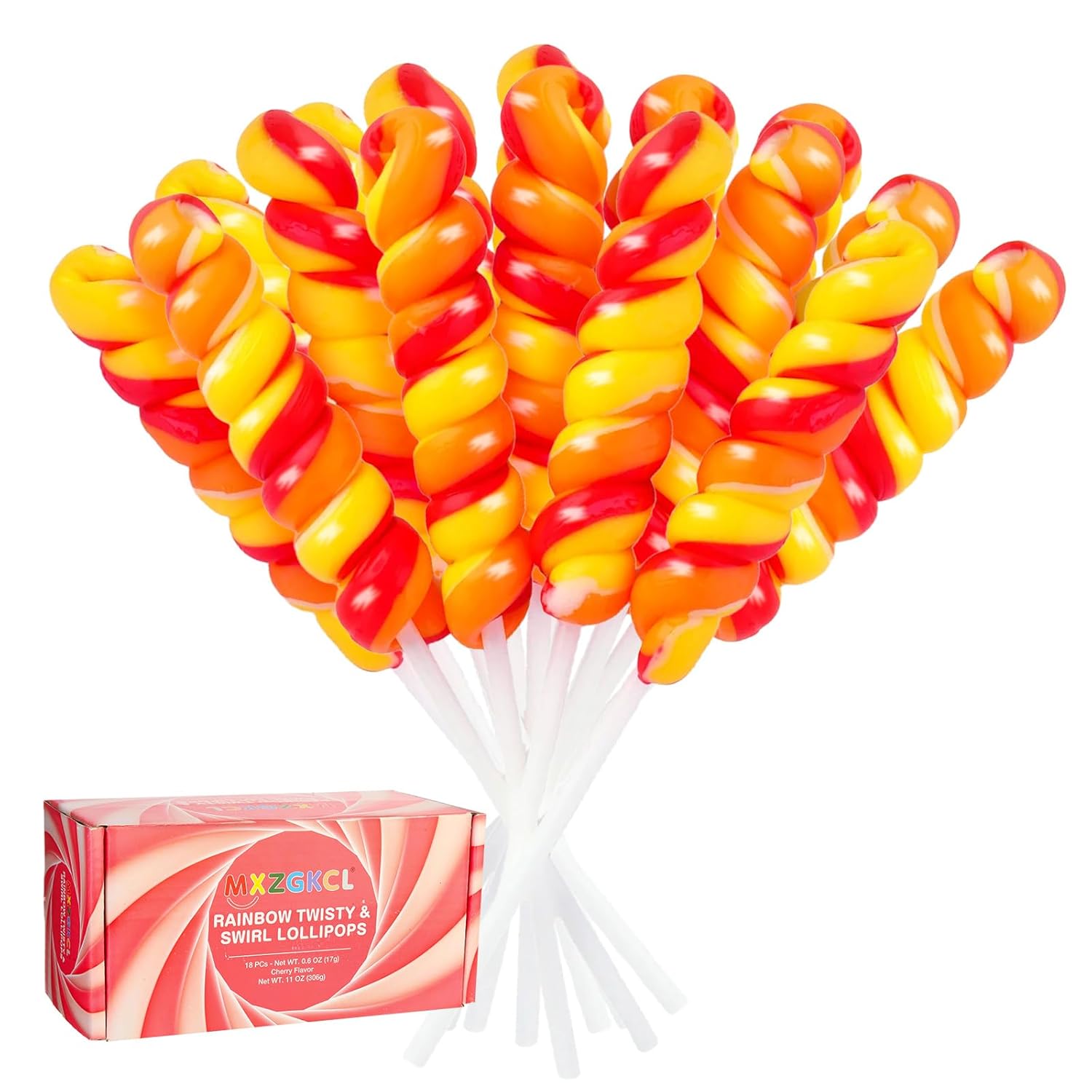 Amazon.com : 18 Pack Cherry Red and Yellow Twisty and Swirl Lollipops ...