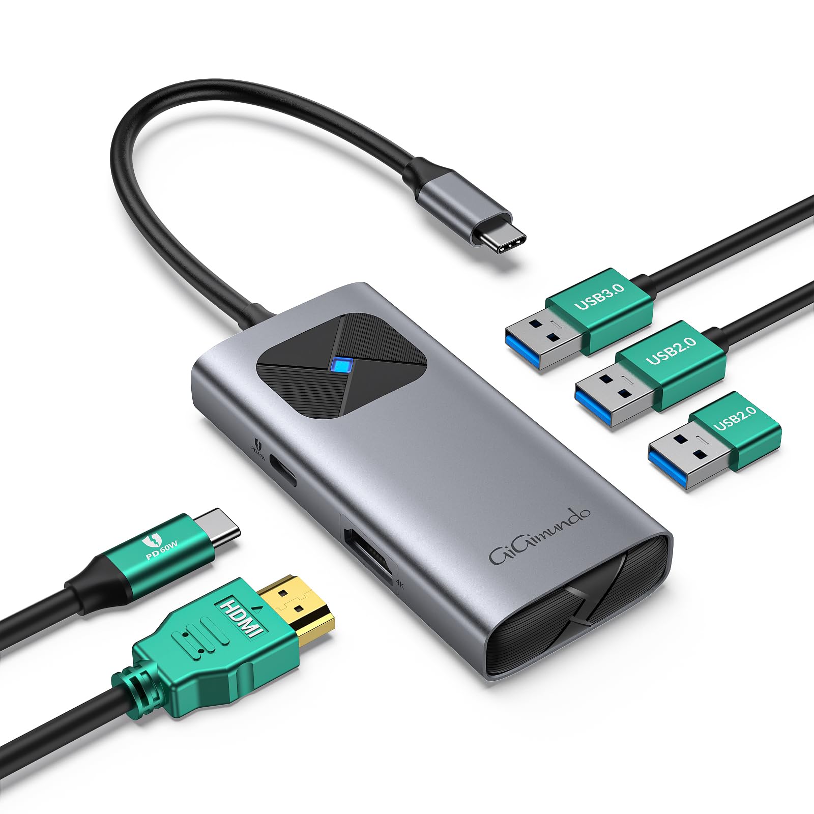 Amazon.com: GiGimundo USB C Male to HDMI Femal Adapter Hub, Type C ...