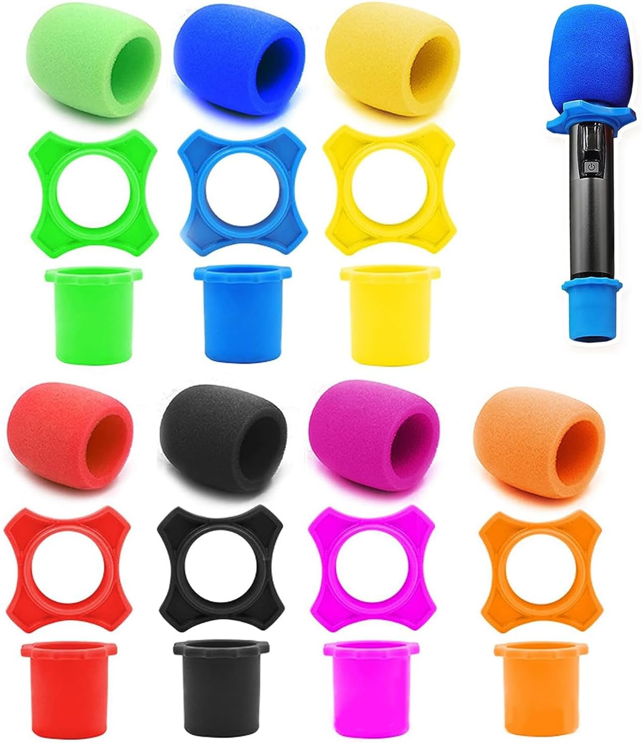 7 Sets Shakeproof Anti-Rolling Microphone Silicone Ring Covers ...