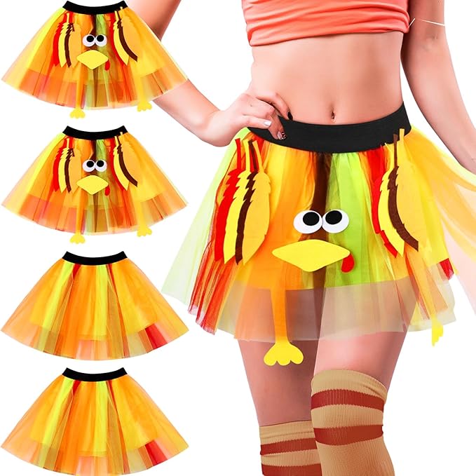 Amazon.com: Jeere 4 Pcs Thanksgiving Turkey Trot Tutu Running Turkey ...