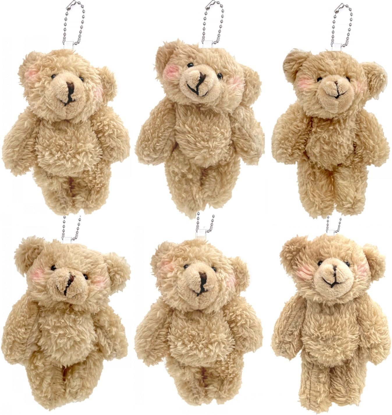 Amazon.com: JZK 6X Soft Plush Tiny Mini Bear Keychains for Backpack ...