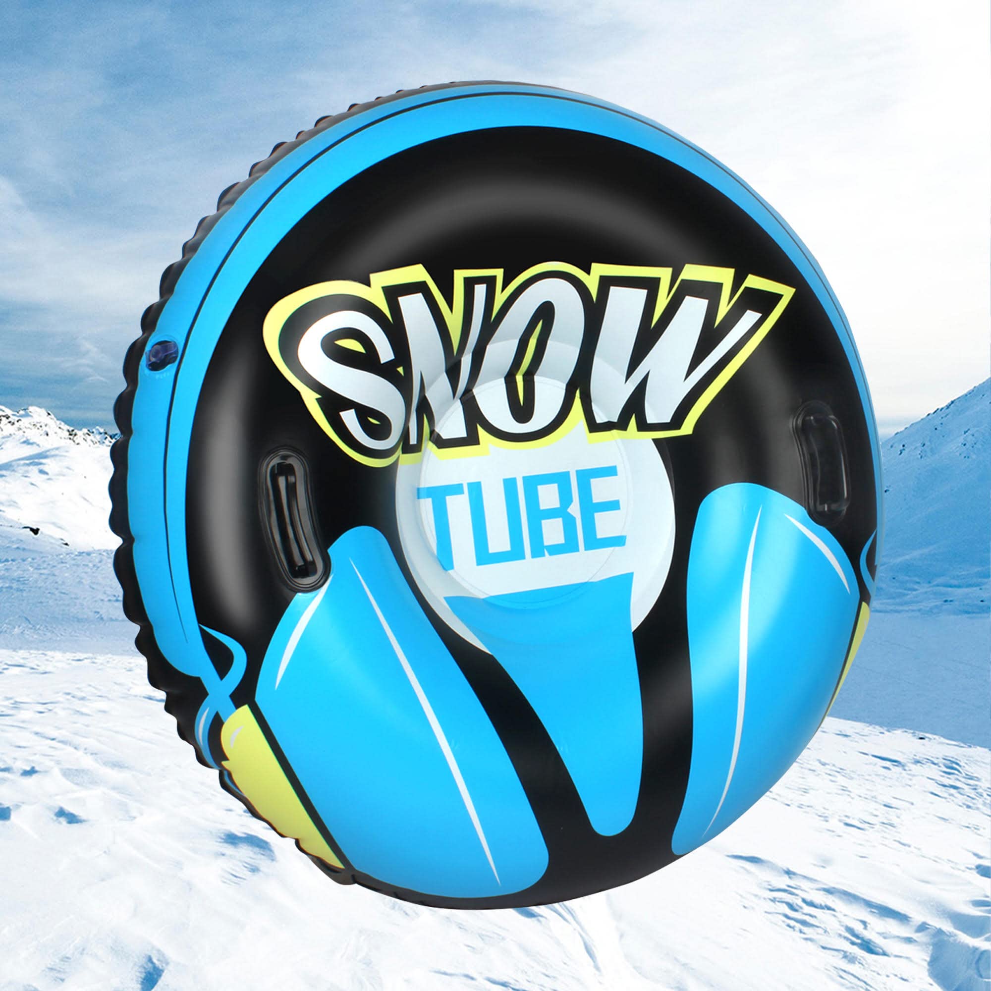 SUNYPLAY Inflatable Snow Tubes for Sledding Heavy Duty with Handle for ...