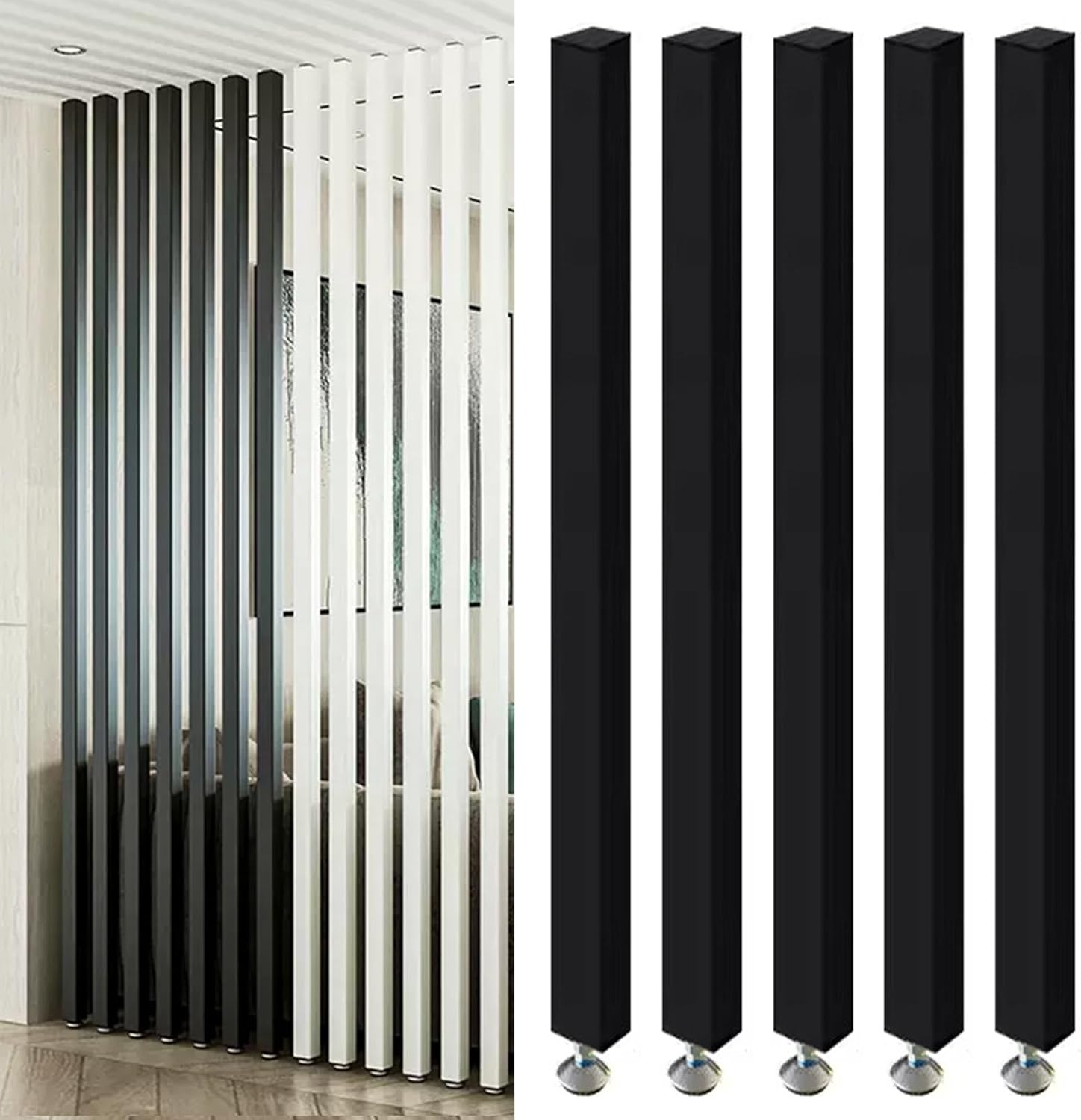 Living Room Floor to Ceiling Wall Post Partitions Screens, Wood Slat ...