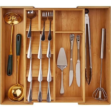 Amazon.com - SpaceAid Bamboo Silverware Drawer Organizer with Labels ...