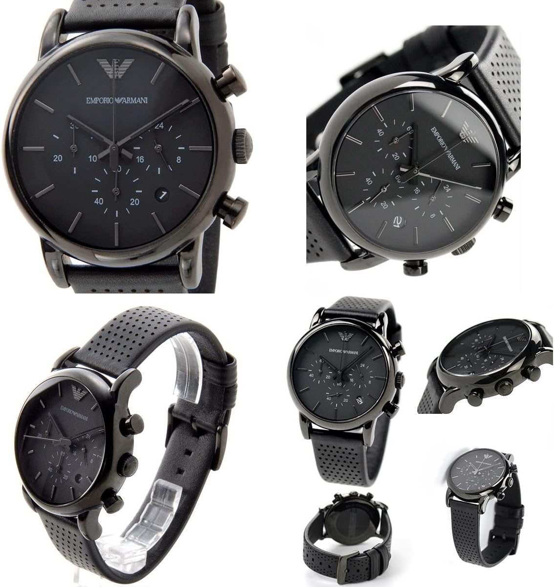 Amazon | 自衛官 公務員 警察官 Emporio Armani Classic Chronograph レザーベルトウォッチ メンズ向 ...