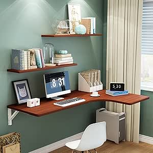 Amazon.com: Space-Saving Wall Mounted Fold Down Computer Desk - Metal ...