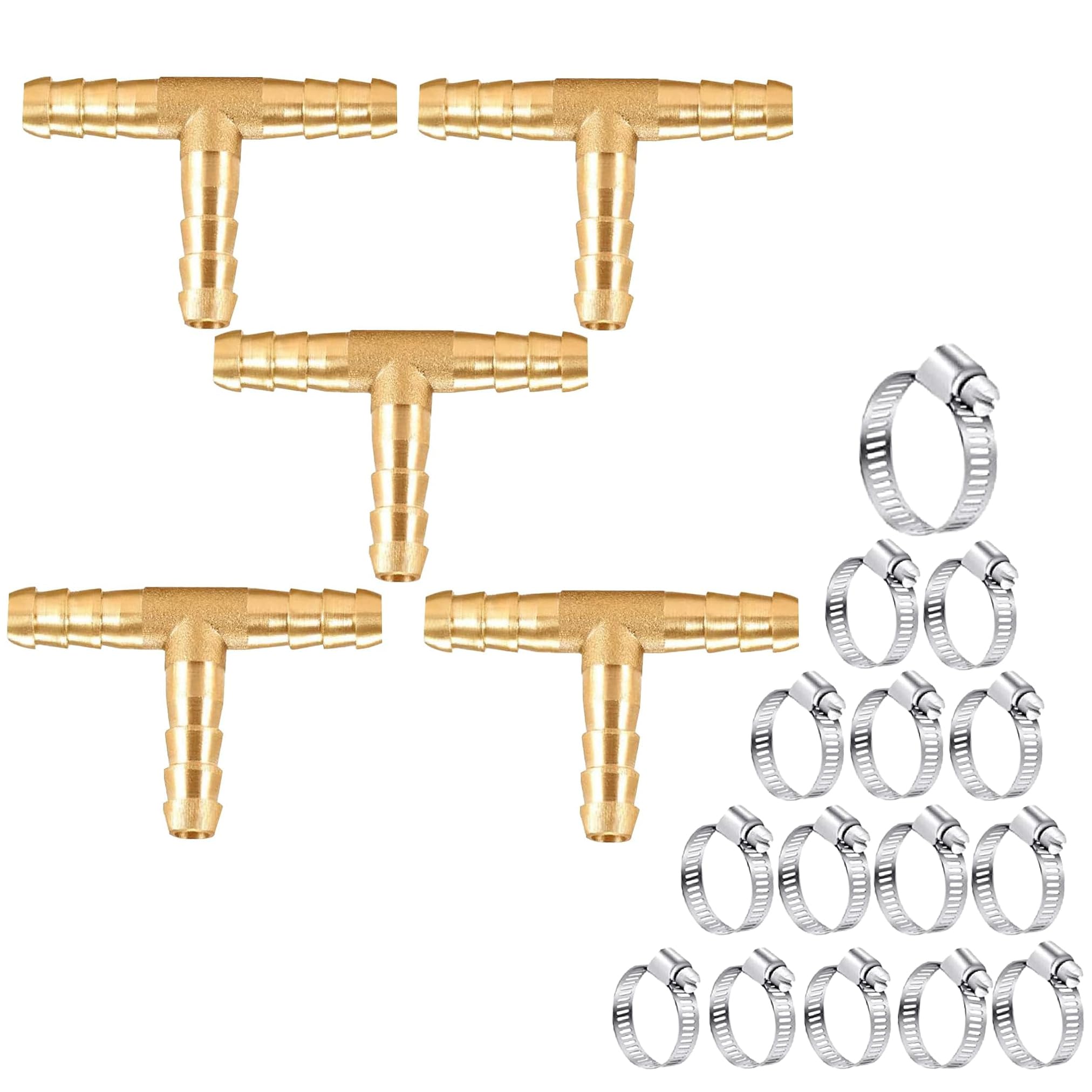 Amazon.com: AOPANDA Brass Barb Tee Fittings 5/16", T-Shaped 3 Ways Union 5/16" ID Hose Pipe ...