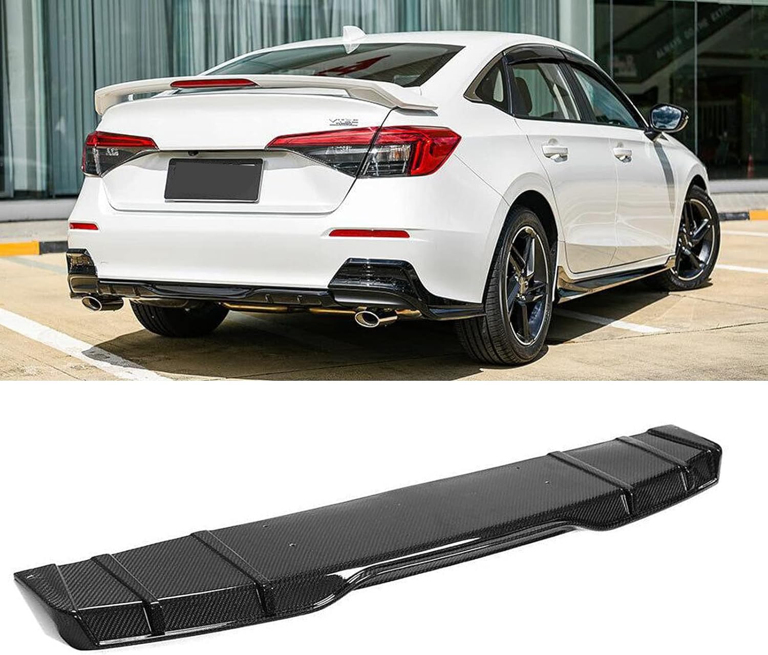 Amazon.com: NINTE Rear Diffuser for 2022 2023 2024 11th Gen Honda Civic Sedan ABS Carbon Fiber ...
