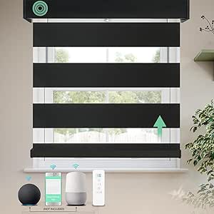 MING CHEN Motorized Blinds with Remote, Built-in Rechargeable Motor Smart Window Blinds ...