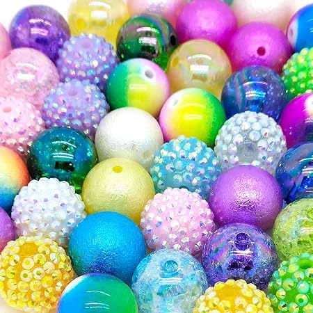 Amazon.com: Beadthoven 100pcs 20mm Chunky Bubblegum Beads, Glittery ...
