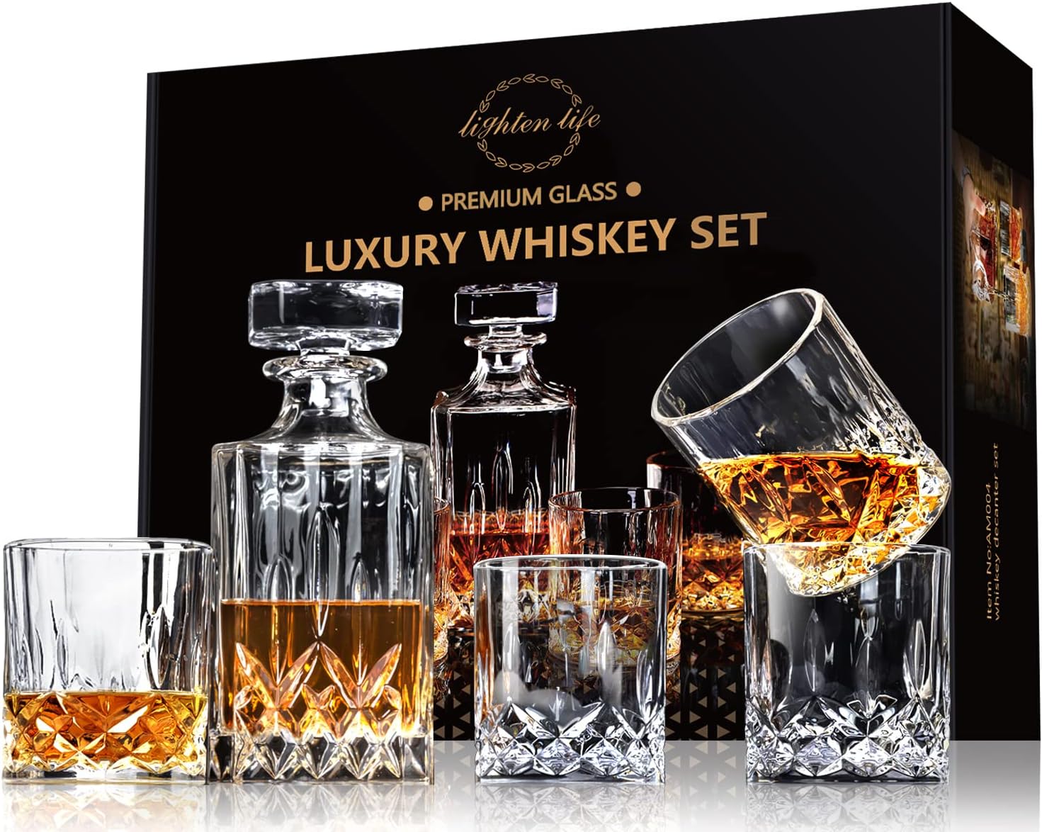 Amazon.com | Mixology & Craft Whiskey Decanter Set - Crystal Bourbon ...