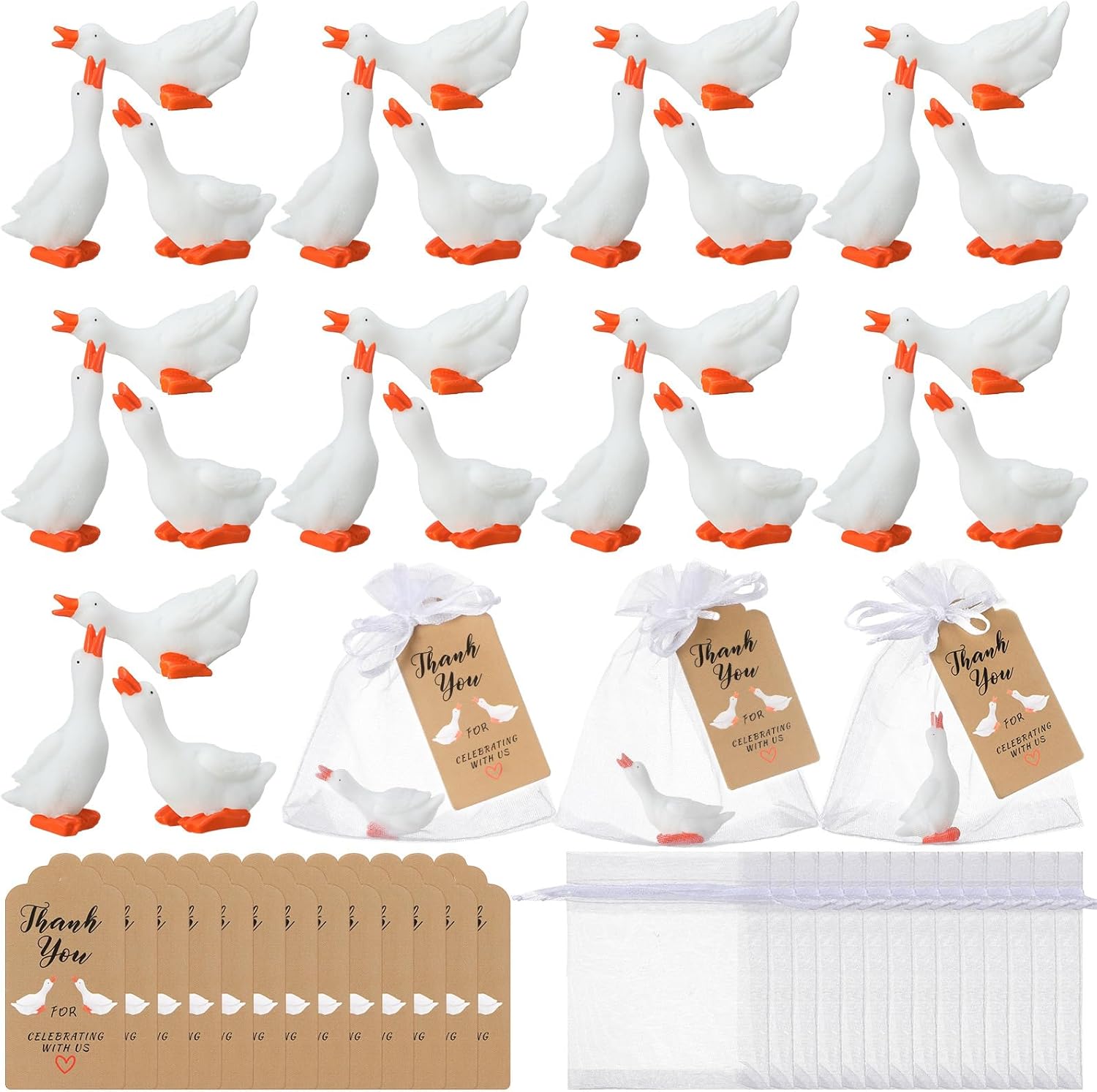 Amazon.com: Chunful 48 Pcs Mini Goose Figurine Resin Tiny Goose Statue ...