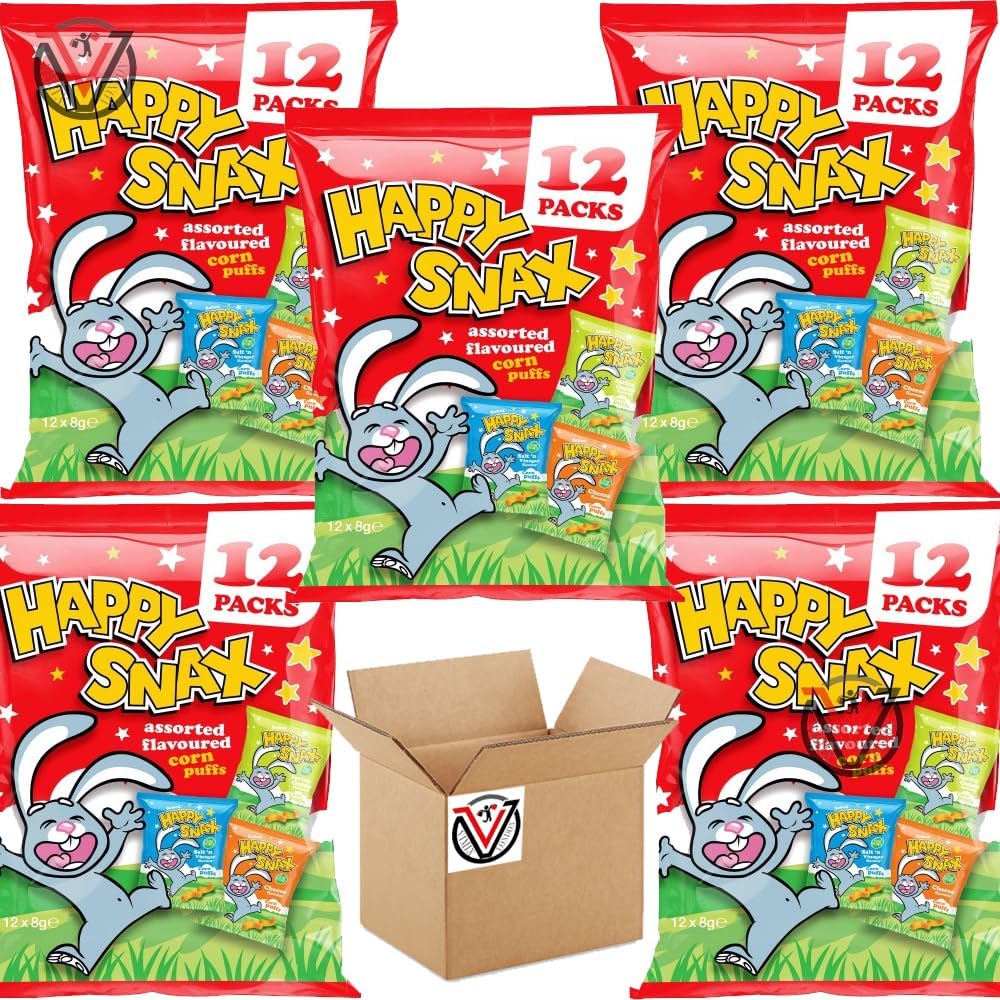 05 x Happy Snax Crisps Assorted Flavours Corn Puffs 12 pks 96g | VIMIX ...