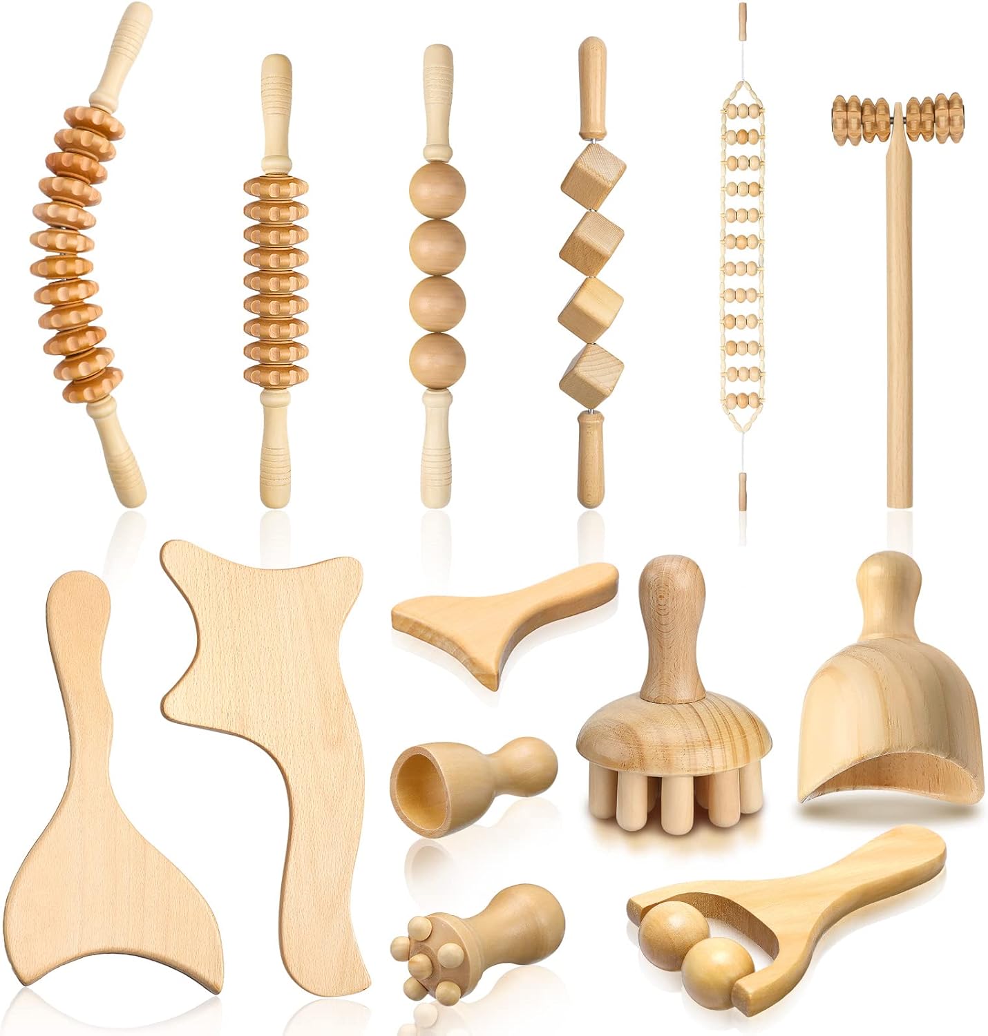 14 Pcs Wood Massage Tools Lymphatic Sculpting Tools Set Wooden Anti ...