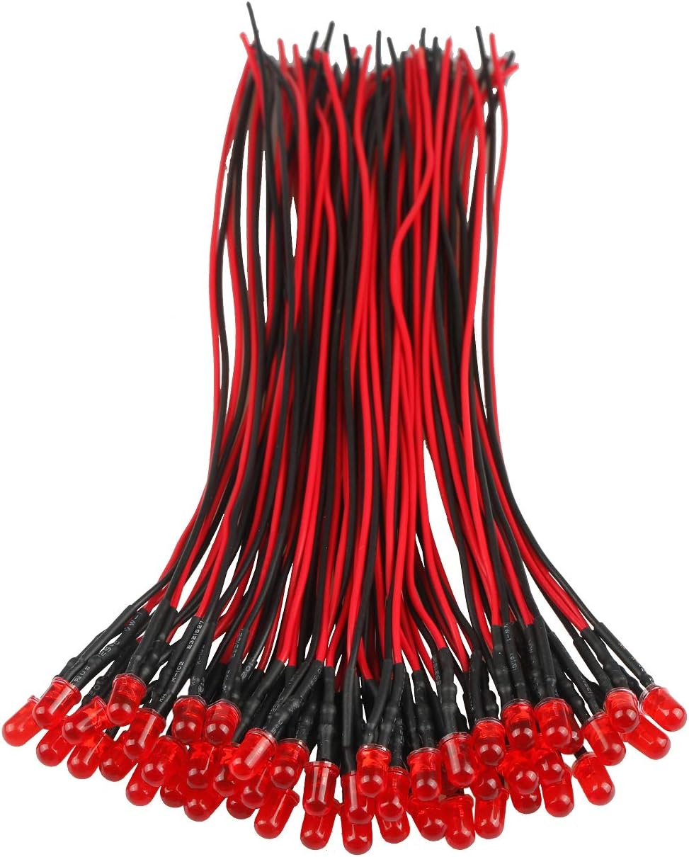 uxcell 20Pcs 3mm Pre Wired LED, Slow Flashing DC3-5V Clear Lens, Light ...