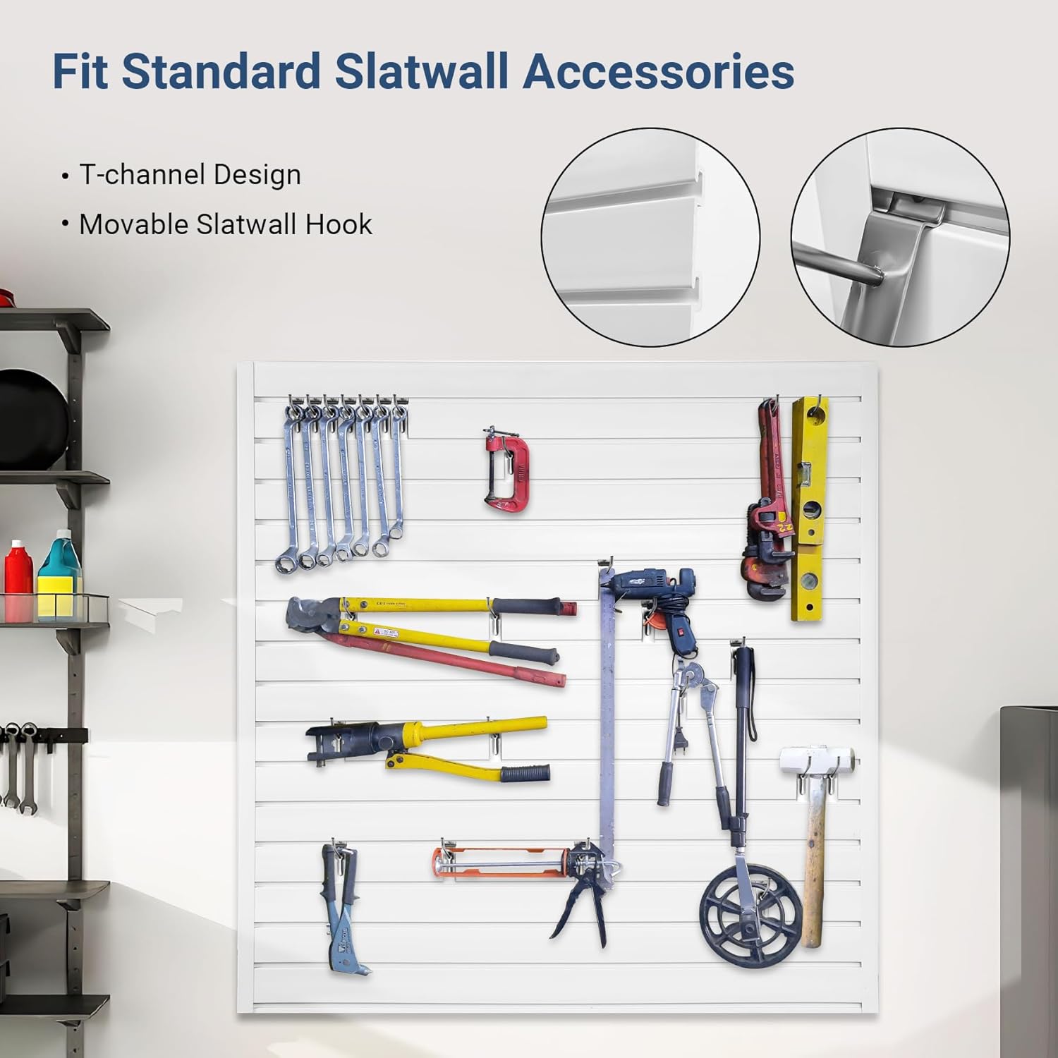 Slatwall Panel 4 FT x 4 FT, Interlocking Slat Wall Paneling Garage Wall ...