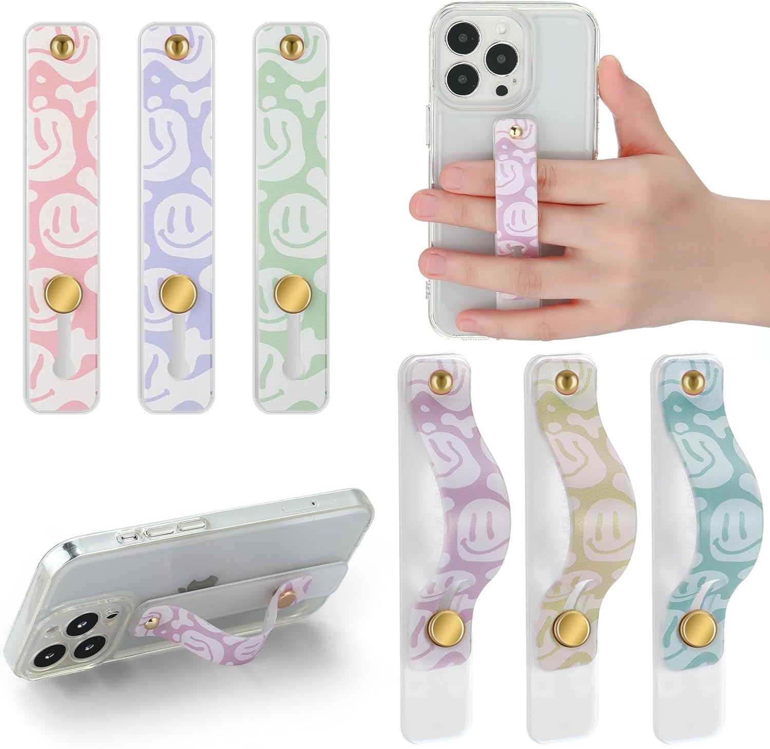 Amazon.com: 6 Pieces Phone Strap Grip Holder Finger Cell Phone Grip ...