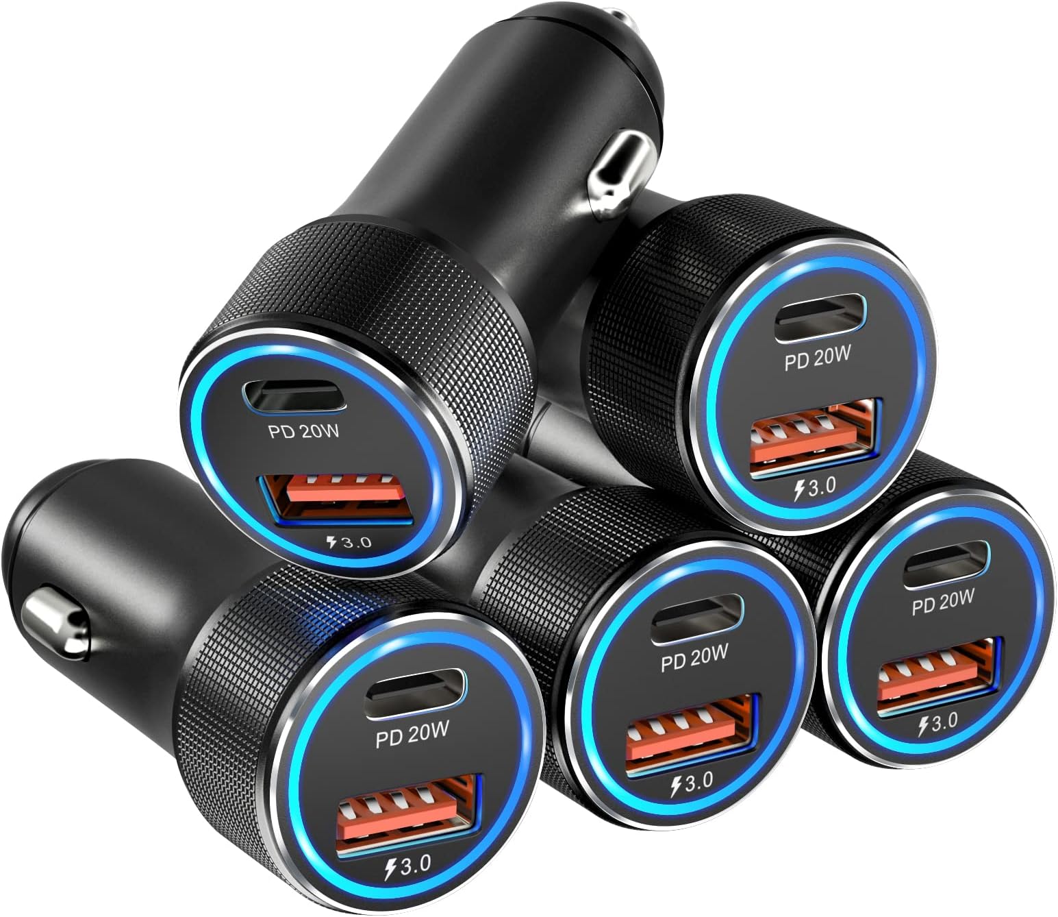 Amazon.com: USB C Car Charger 3 Pack, Costyle 65W 4 Port Car Power ...