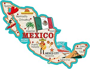 Amazon.com: Mexico Country Souvenir Magnet, Collectible Map Magnetic ...