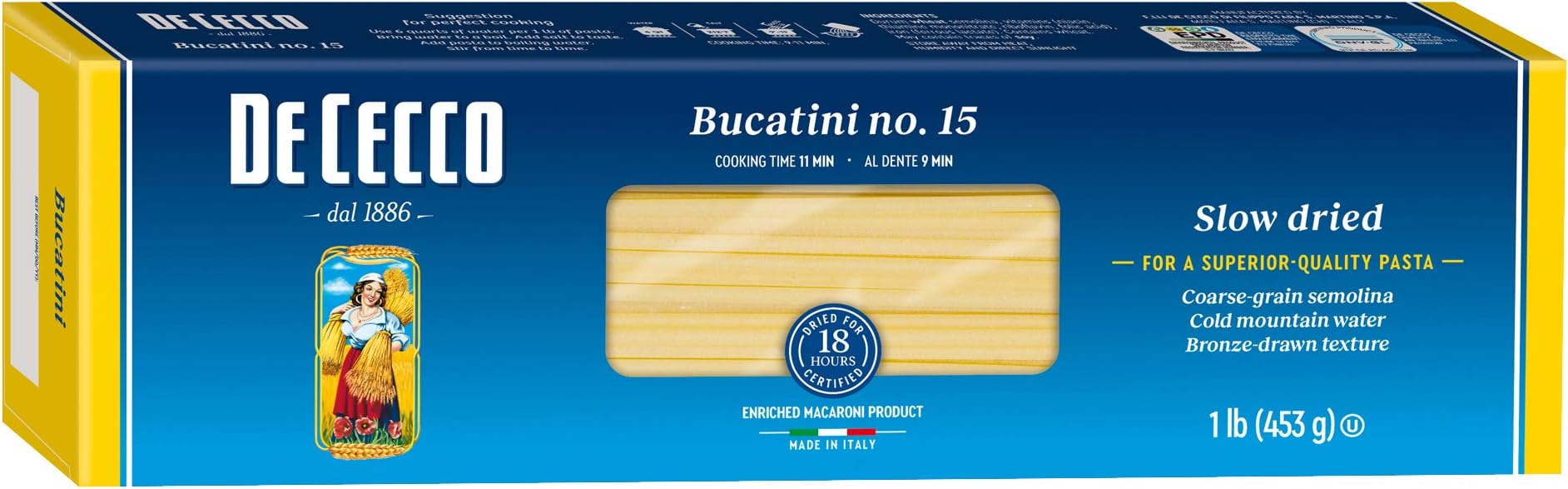 Amazon.com : De Cecco Bucatini No.15 Semolina Pasta, 16 Oz : Spaghetti ...