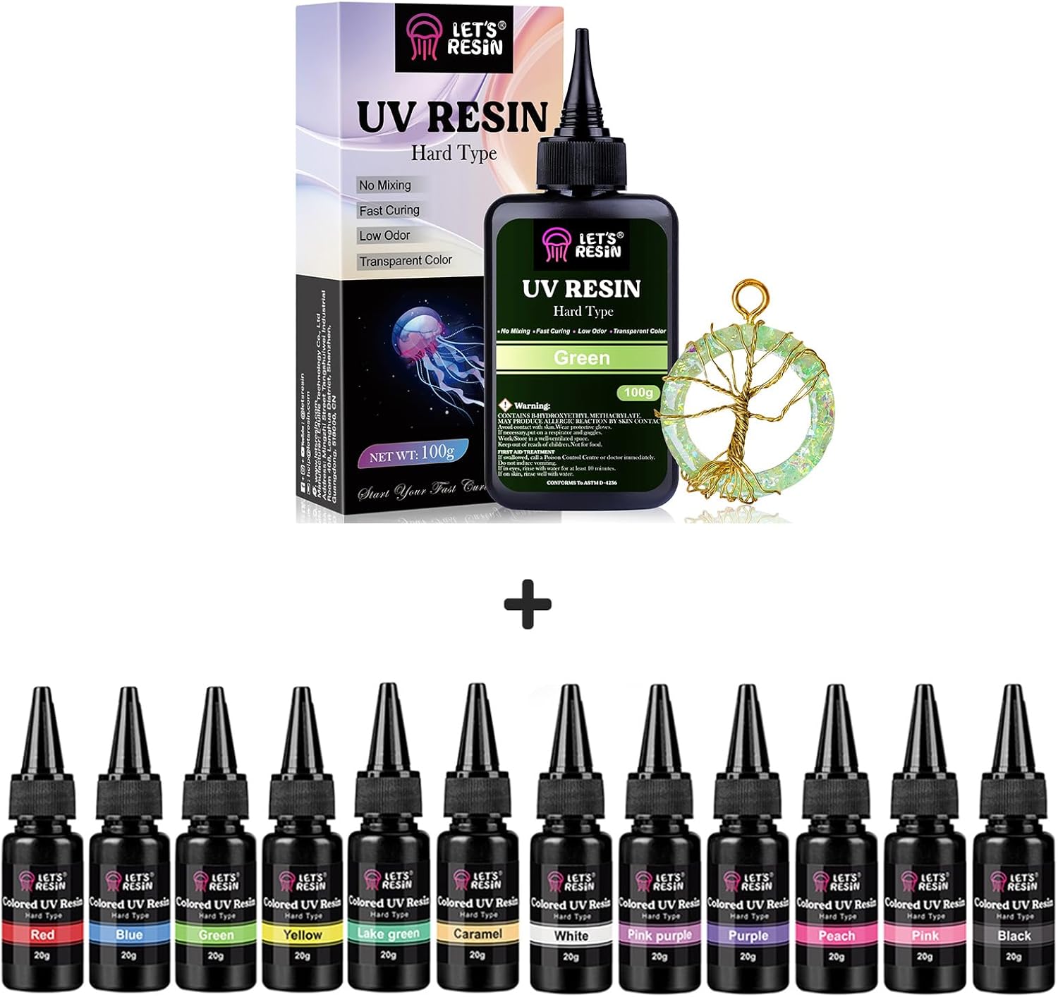 Amazon.com: Bundle Set of LET'S RESIN 12Colors Ultraviolet Epoxy Resin Clear and Green Colored ...