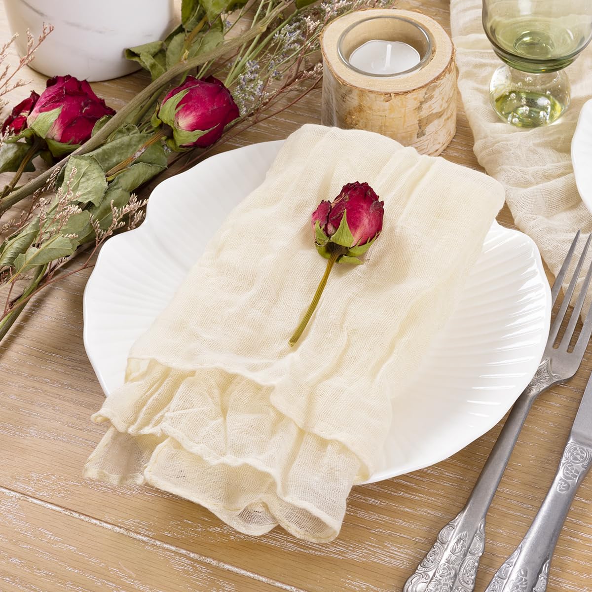 Snapklik.com : Beige Cheesecloth Napkins Fall Thanksgiving Cheese ...