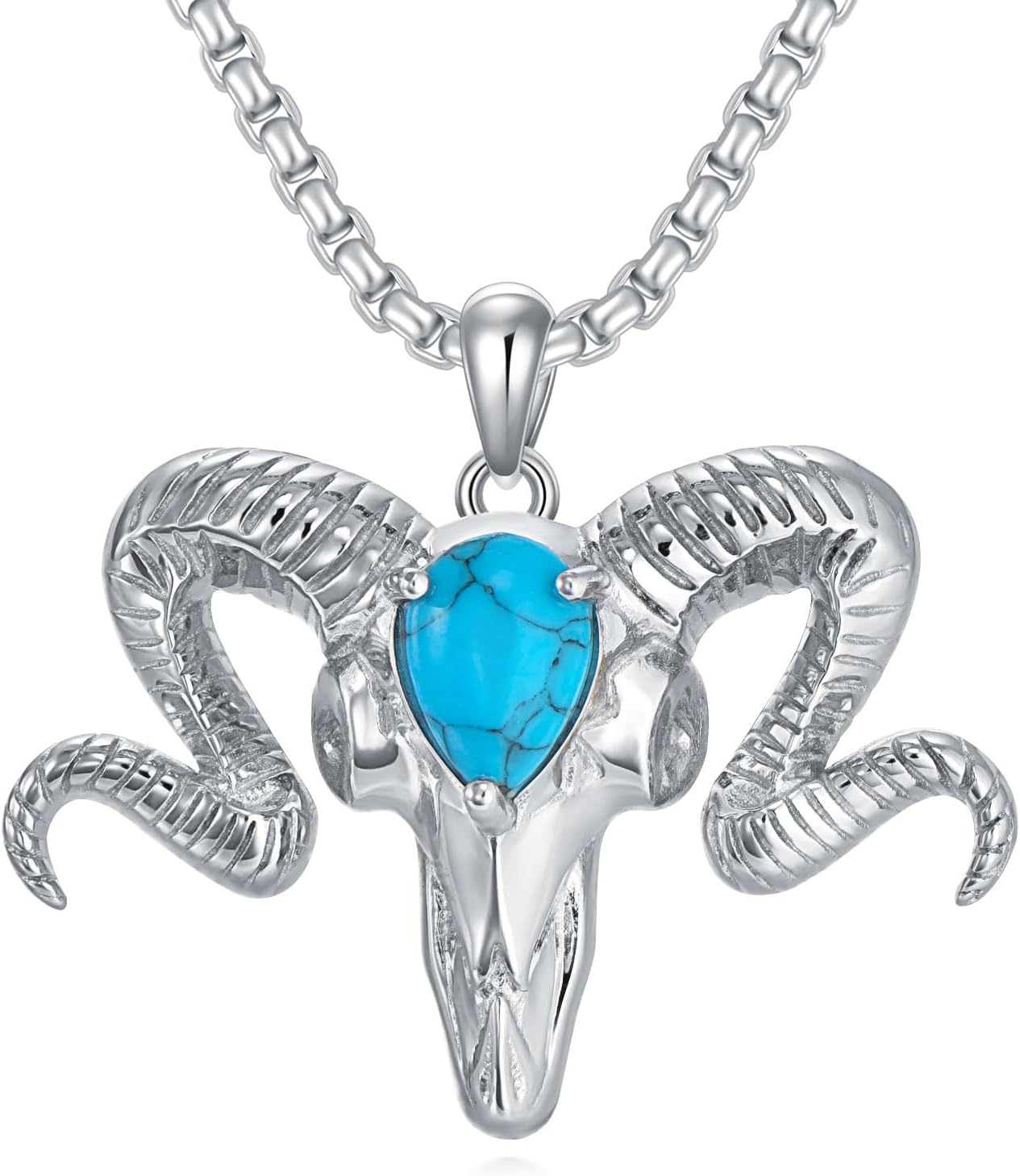 Amazon.com: SILBAZ Satan Goat Head Skull Necklace Copper Baphomet Goat ...