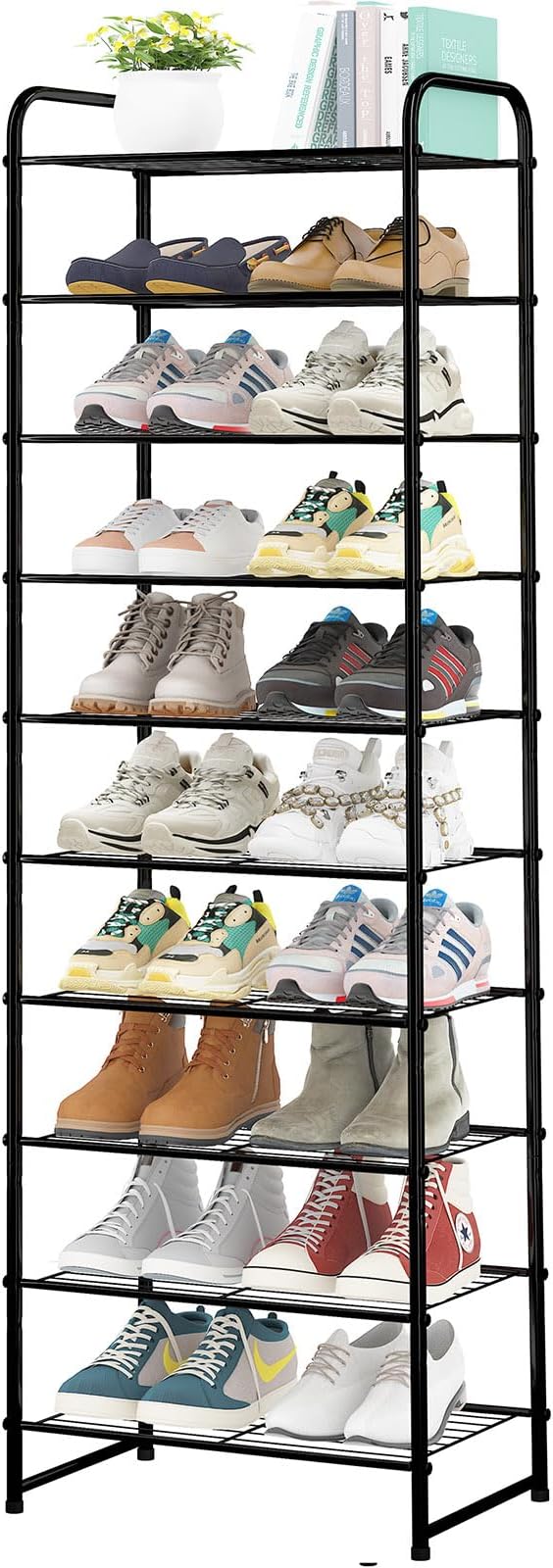 Amazon.com: MBOSS 9 Tiers Tall Narrow Shoe Rack for Entryway, 18-20 ...