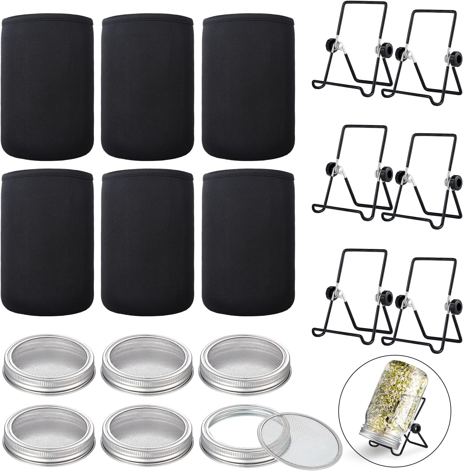 Amazon.com: 2 Pcs Stainless Steel Sprouting Jar Lids with 2 Pcs ...