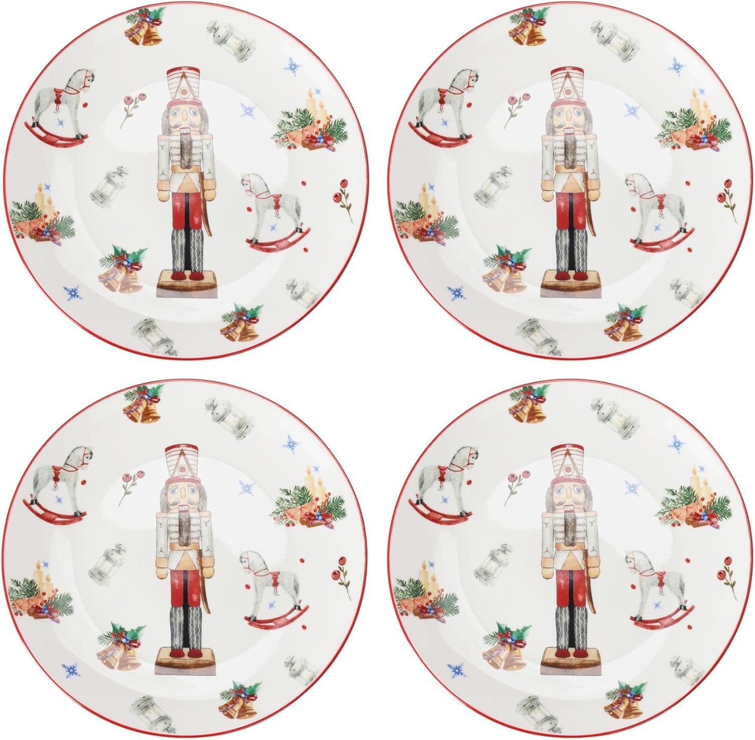 Carousel Home Set of 4 Small Nutcracker Christmas Plates | Round ...