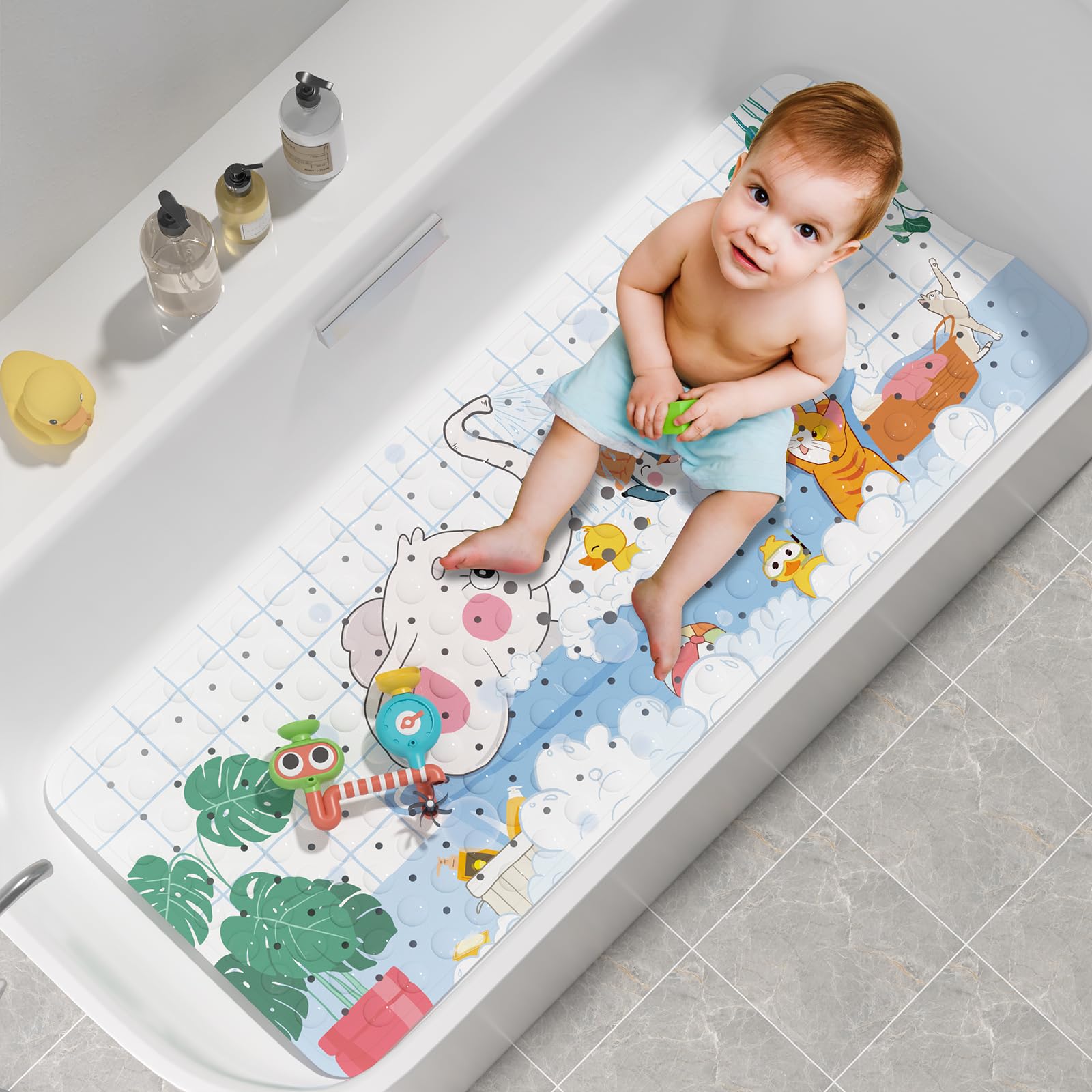 Amazon.com: AmazerBath Baby Bath Mat Non Slip, Cartoon Kids Bath Mat ...