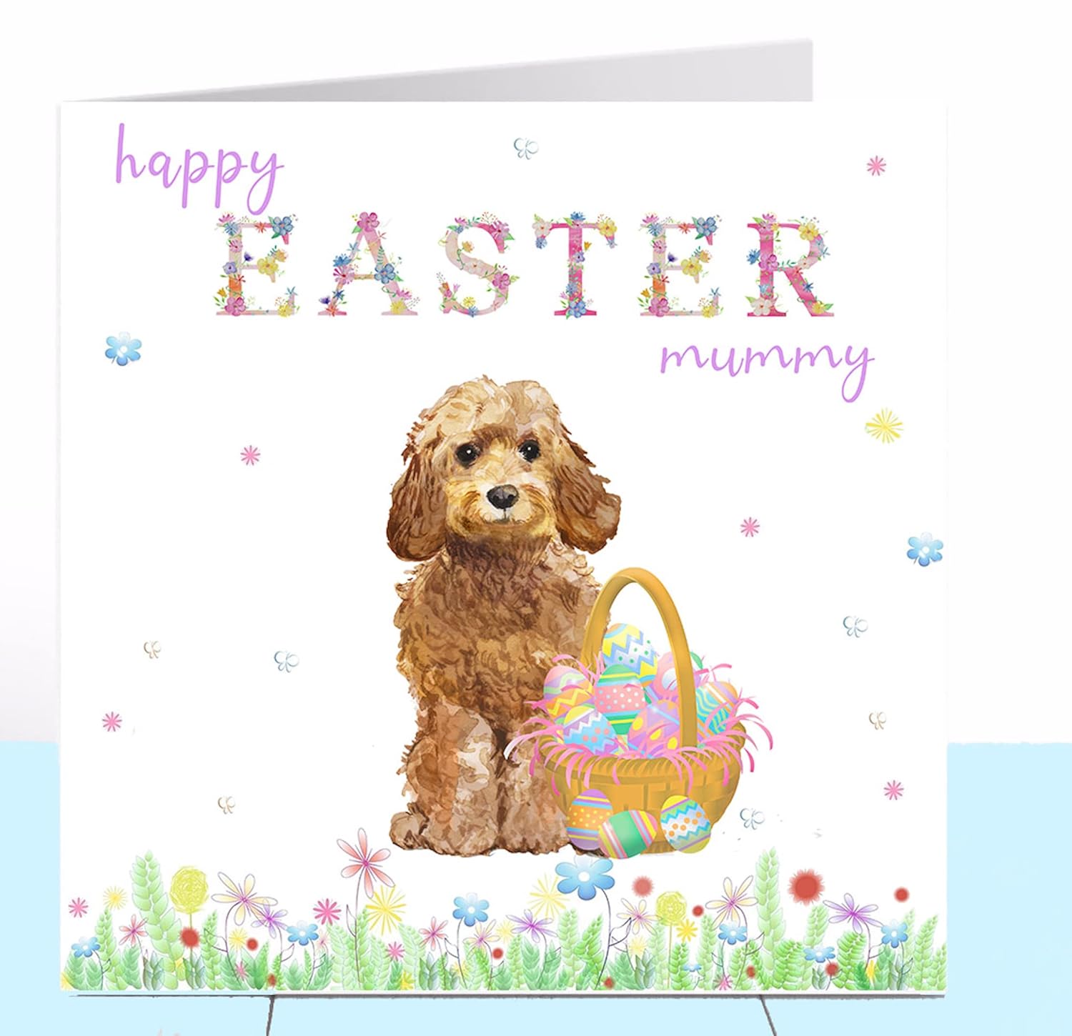 Cockapoo Easter Card, Personalised Card, Cockerpoo, Honey/Golden Colour ...