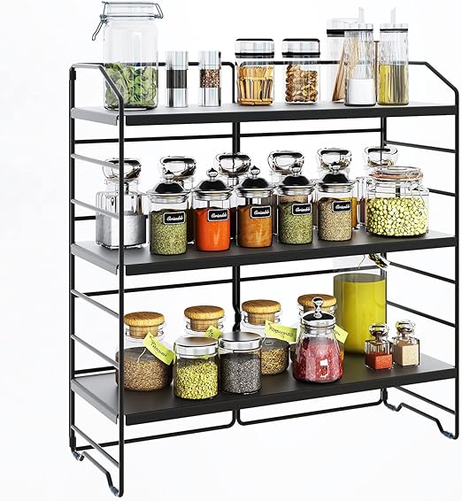 Amazon.co.jp: RCHYFEED Seasoning Storage Rack, Adjustable, 3 Tiers ...