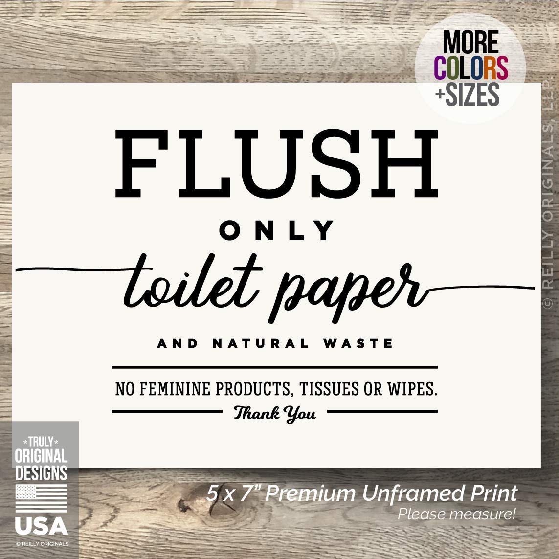 Buy 5x7" *UNFRAMED PRINT* Flush Only Toilet Paper Natural Waste ...