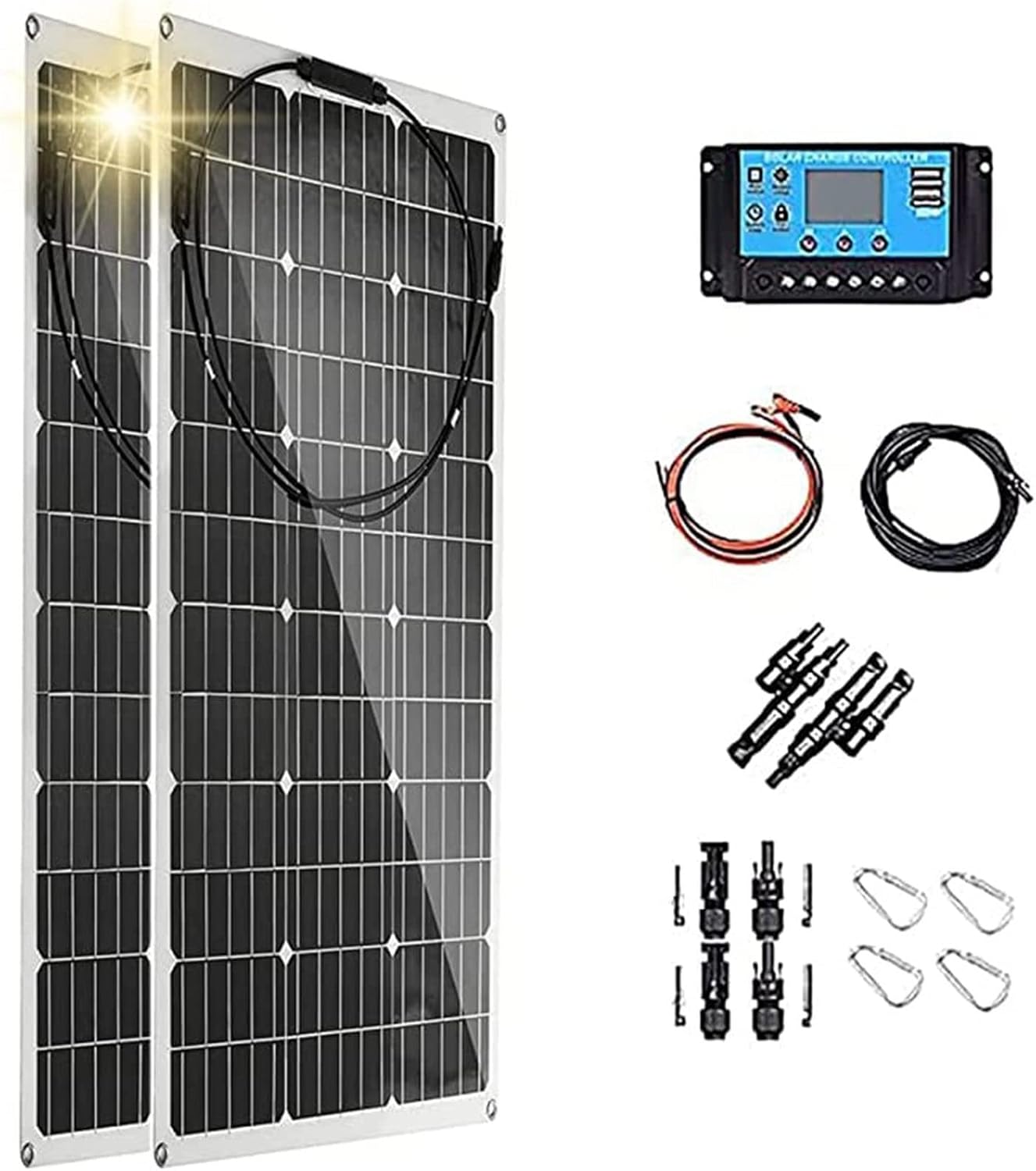 600W 18V Semi-Flexible Solar Battery Kit,2Pcs 300W Ultralight ...