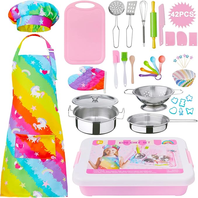 Amazon.com: 42 Pieces Kids Real Cooking Set,Kids Knife Set, Kids Baking ...
