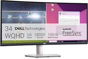 Dell S3423DWC USB-C 34 Zoll WQHD 21:9 1800R Curved Monitor, 100Hz, VA ...