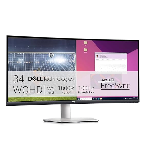 Dell S3423DWC Curved USB-C Monitor - 34-Inch WQHD (3440x1440) 100Hz 4Ms ...
