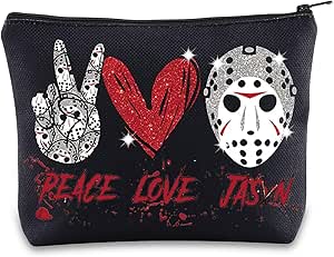 Amazon.com: BWWKTOP Mask Slasher Cosmetic Makeup Bag Mask Fans Gifts Peace Love Zipper Pouch Bag ...