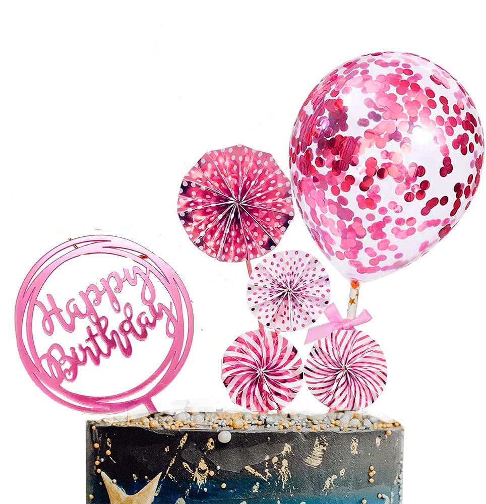 Buy Sunomy Cake Topper Happy Birthday Cake Topper Confetti Balloon Cake ...