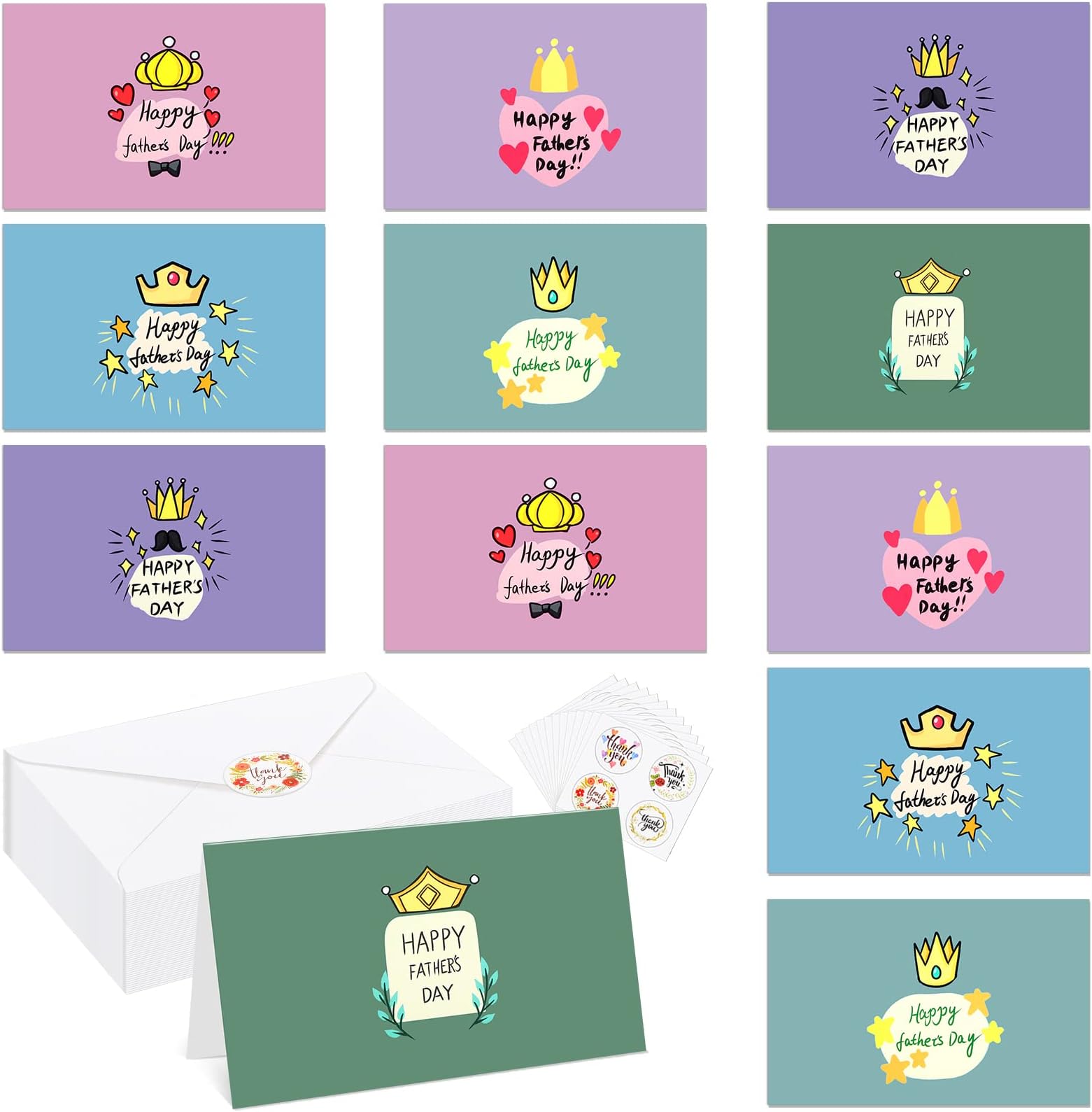 Amazon.com : Fainne 180 Set Father's Day Cards with Envelopes Stickers ...